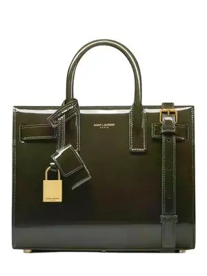 Saint Laurent Mini Sac De Jour Tote Bag With Padlock - Green