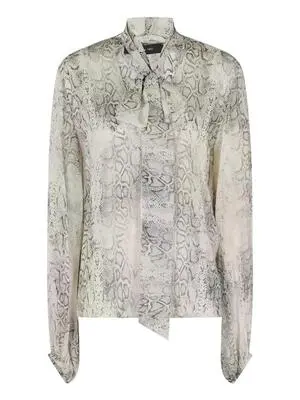 Federica Tosi Snake-print Tie-neck Blouse - Neutrals