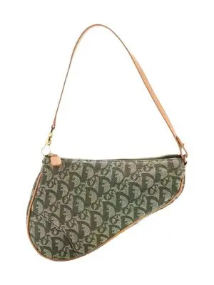 Dior Vintage Saddle Bag Diorissimo Canvas Mini Clutch - Green