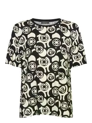 ELENA MIRO` Geometric-pattern Crew-neck T-shirt - Black