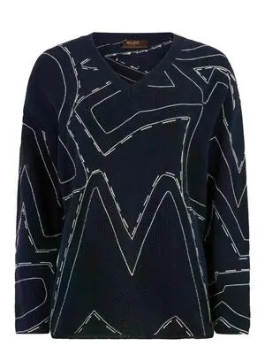 MOORER Geometric V-Neck Pullover