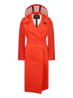 MOORER Belted Hooded Coat - Orange
