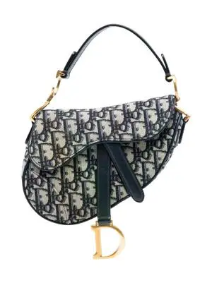 Dior 2020 Mini Oblique Canvas Saddle Bag - Blue