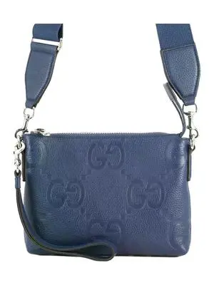 Gucci Small Jumbo Gg Embossed Messenger Bag - Blue