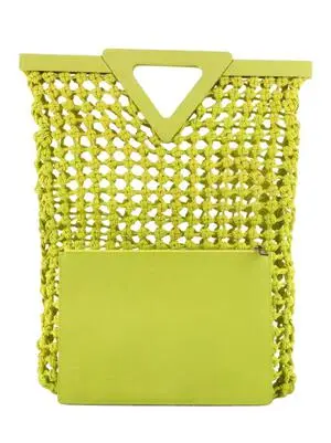Bottega Veneta Point Top Handle Woven Satchel - Green