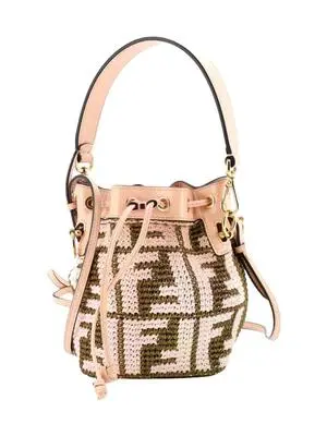 Fendi Mon Tresor Zucca Raffia Mini Bucket Bag - Pink
