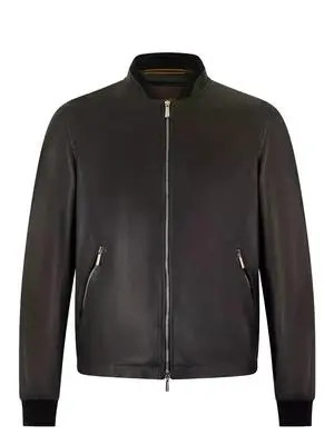 MOORER Zipped Leather Jacket - Black