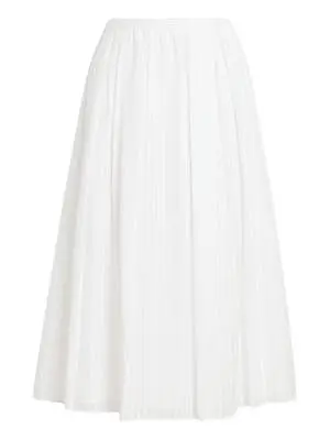 Theory Pleated Cotton-jacquard Midi Skirt - White
