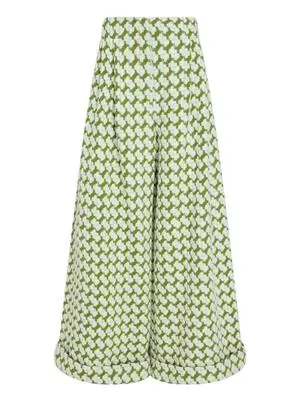 Emilio Pucci Wool-blend Jacquard Wide-leg Pants - Leaf Green