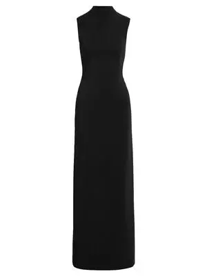 Alberta Ferretti Layered Satin And Crepe Maxi Dress - Black