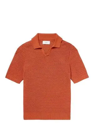 Mr P. Openknit Cotton Polo Shirt - Orange