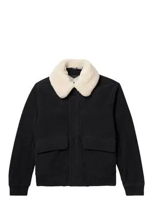 Mr P. Shearling-trimmed Wool-blend Felt Bomber Jacket - Charcoal