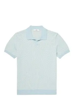 Mr P. Texturedknit Cotton Polo Shirt - Sky Blue