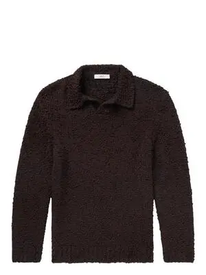 Mr P. Boucléknit Merino Woolblend Polo Shirt - Chocolate