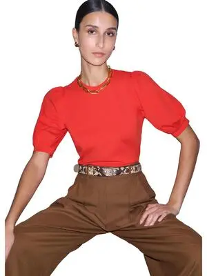 ME+EM Pouf Sleeve Tee - Poppy Red