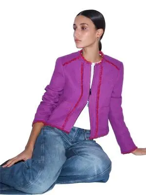 ME+EM Fringe Detail Straight Fit Jacket - Wildflower Purple