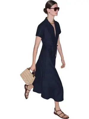 ME+EM Fit + Flare Shirt Midi Dress - Navy
