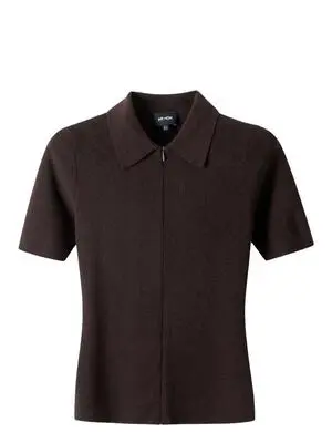 ME+EM Two-way Zip Tee - Cocoa Brown