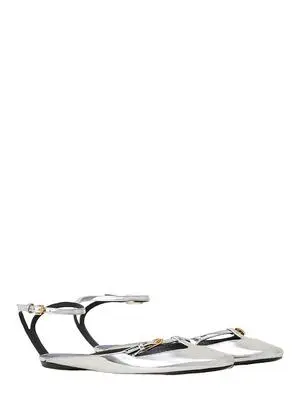 LANVIN Mary Jane Ballerina Flats In Specchio Leather - Silver