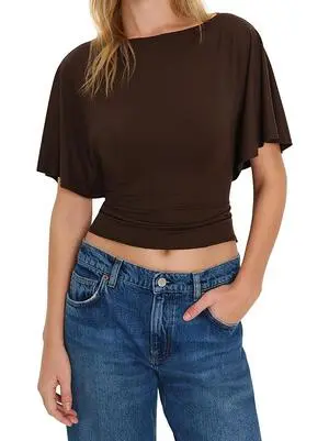 REFORMATION Avery Flutter Sleeve Top Mole