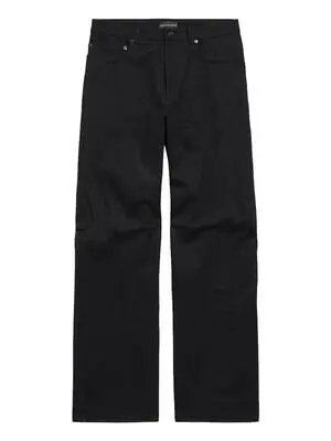 Balenciaga Cotton Denim Curved Knee Pants - Black