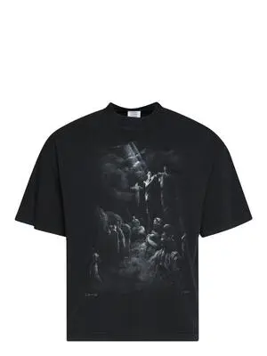 Vetements Jesus On A Cross Distressed Tee Washed Out - Black