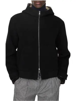 Burberry Reversible Wool Hooded Jacket - Black