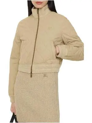 Burberry Quilted Gabardine Bomber Jacket - Dune Beige