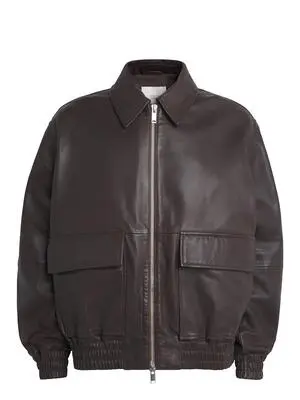 Studio Nicholson Piston Leather Bomber Jacket - Brown