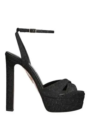 AQUAZZURA Divine 130 Leather Sandals - Black