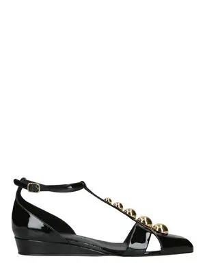 Chloé Cleia Patent Leather Wedge Sandals - Black