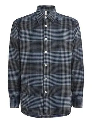 SUNFLOWER Cotton-cashmere-blend Check Shirt - Blue