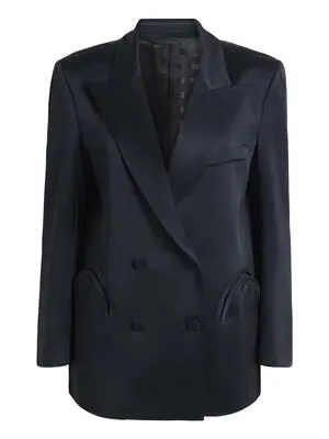 BLAZÉ MILANO Satin Double-breasted Blazer - Navy