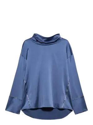 Max & Co. Stretch-silk Cowl-neck Blouse - Blue
