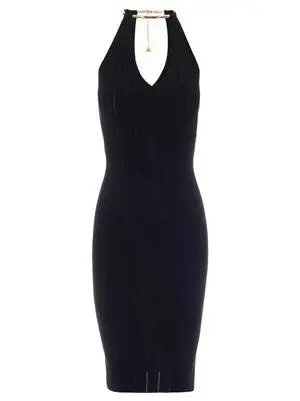 Elisabetta Franchi V-neck Halterneck Dress - Black