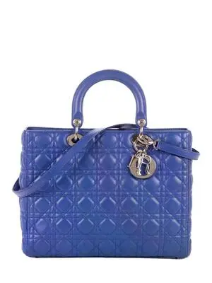 Dior Large Lady Quilted Tote Bag - Blue