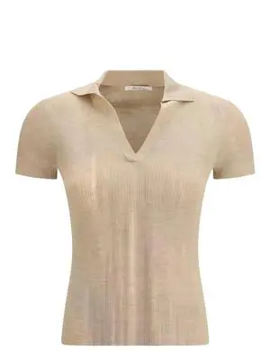 Max Mara Albero V-neck Ribbed T-shirt - Neutrals