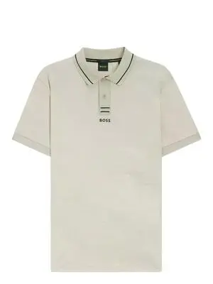 BOSS Logo-detail Contrasting Polo Shirt - Neutrals