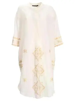 Greek Archaic Kori Embroidered Dress - White