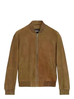BOSS Suede Zip-up Jacket - Brown