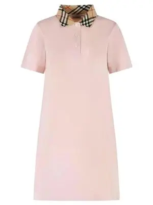 Burberry Checked-collar Polo Dress - Pink