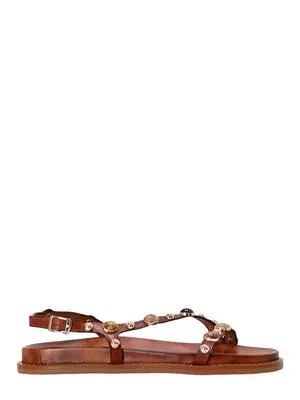 KOTRIS SANDALS Stud-embellished Buckle Sandals - Brown