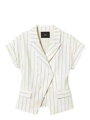 TWINSET Double-breasted Pinstriped Vest - White