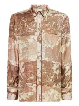 PIERRE-LOUIS MASCIA Aloe Printed Button-up Shirt - Brown