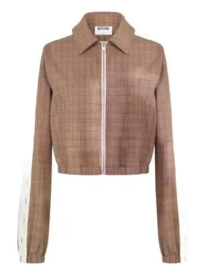 Moschino Checked Cropped Jacket - Brown
