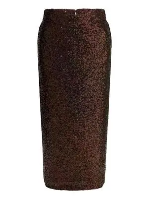 SEMPER Sequin Embellished Midi Skirt - Brown