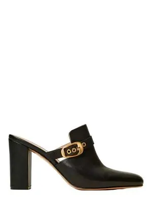TWINSET Buckle Leather Mules - Black