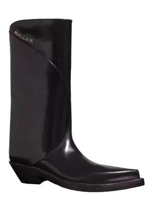 MUGLER Pointed Leather Boots - Black