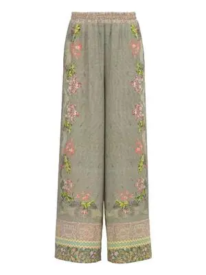 PIERRE-LOUIS MASCIA Floral Paisley Palazzo Pants - Green