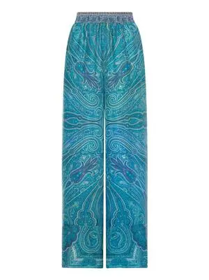 PIERRE-LOUIS MASCIA Paisley Elastic Palazzo Pants - Blue